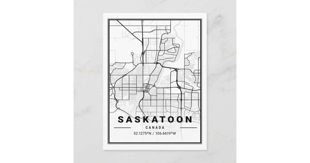 Saskatoon Saskatchewan Canada Travel City Map Postcard | Zazzle