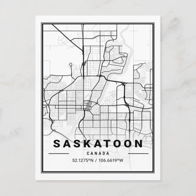 Saskatoon Saskatchewan Canada Travel City Map Postcard | Zazzle