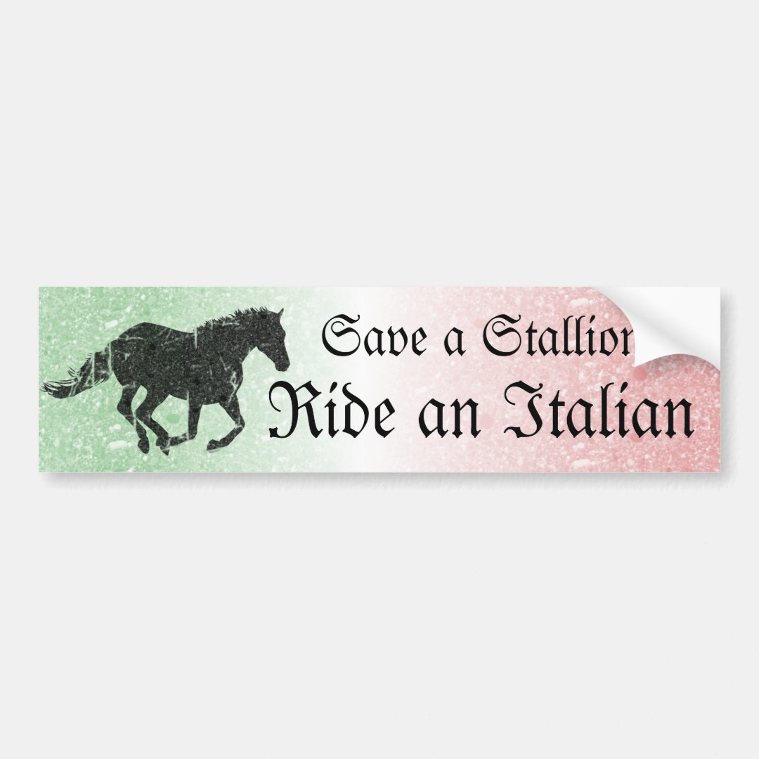 Save a Stallion Ride an Italian Bumper Sticker | Zazzle