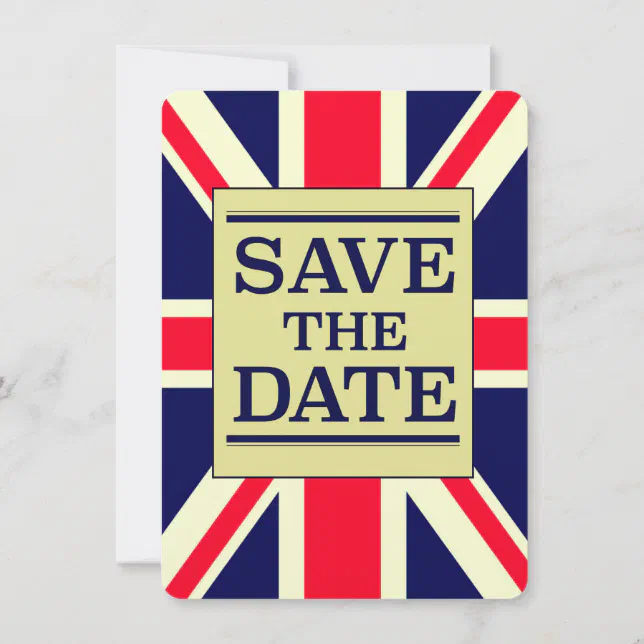 Save the Date Vintage Union jack Invitation | Zazzle