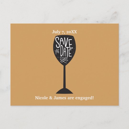 Save The Date Wine Glass Any Color Postcard Uk