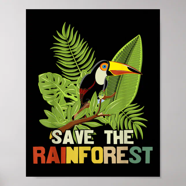 Save The Rainforest Earth Day Retro Style Poster | Zazzle
