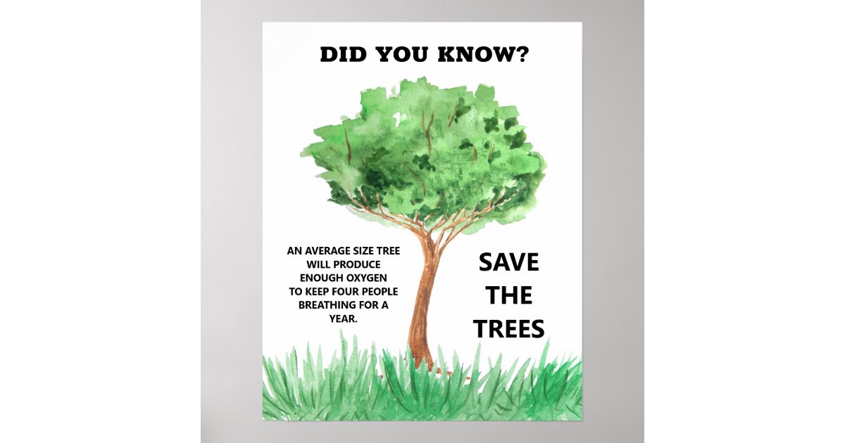 Save Trees Environmental Conservation Facts Poster | Zazzle