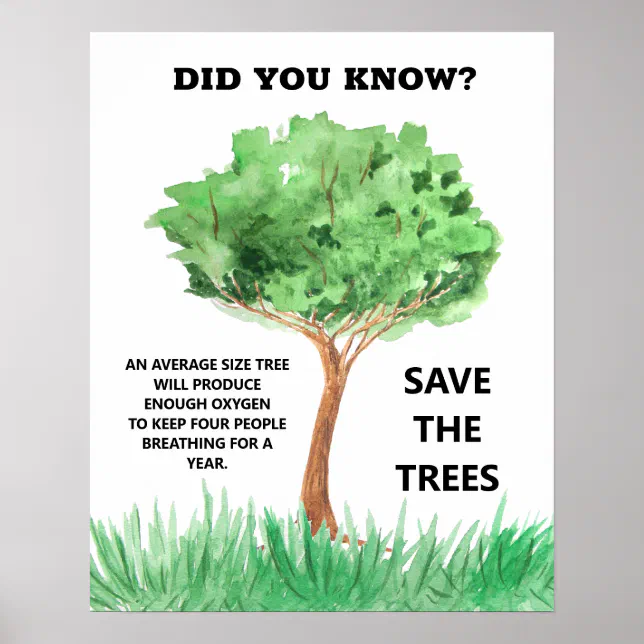Save Trees Environmental Conservation Facts Poster | Zazzle