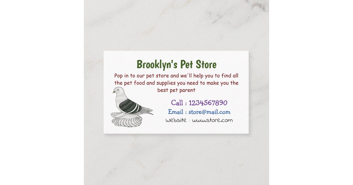 Saxon Shield pigeon bird cartoon illustration Business Card | Zazzle
