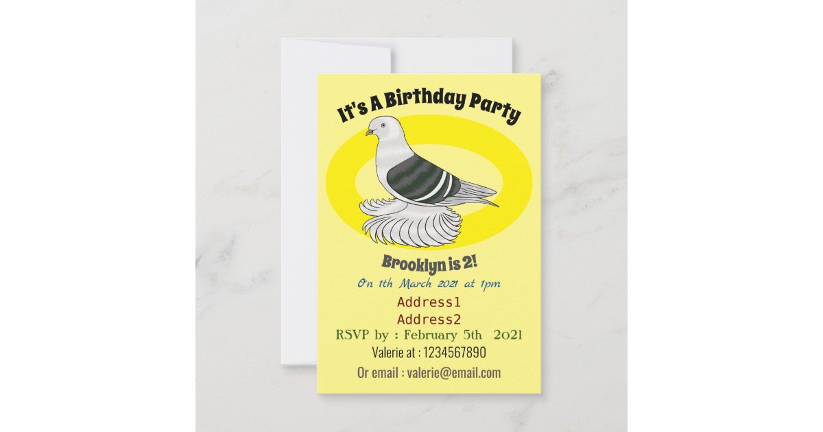 Saxon Shield pigeon bird cartoon illustration Invitation | Zazzle