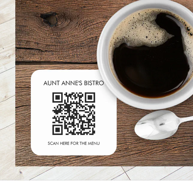 Scan For Order Menu QR Code Café Restaurant Coffee Square Sticker | Zazzle