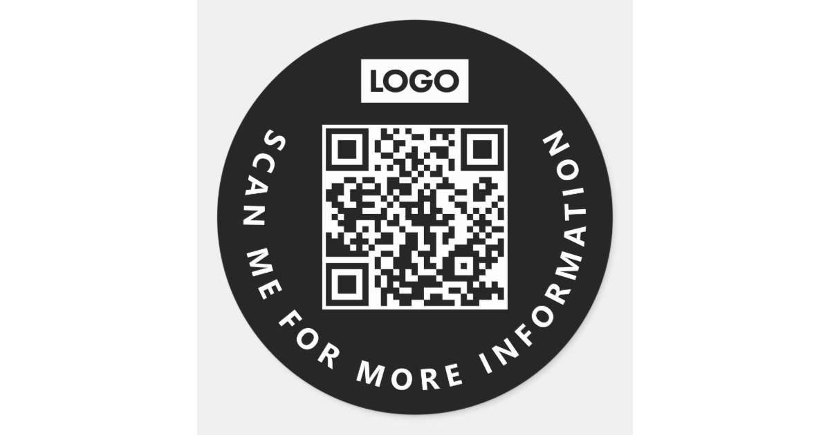 Scan Me Logo Business QR Code Scannable Classic Round Sticker | Zazzle