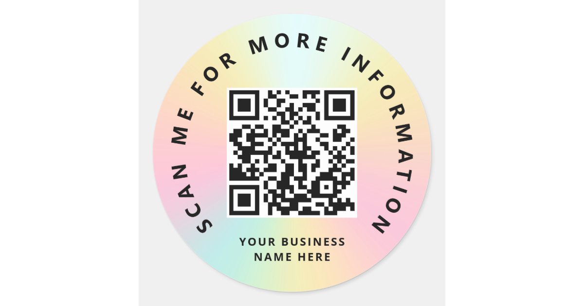 Scan Me Rainbow Pastel Colour QR Code Scannable Classic Round Sticker ...