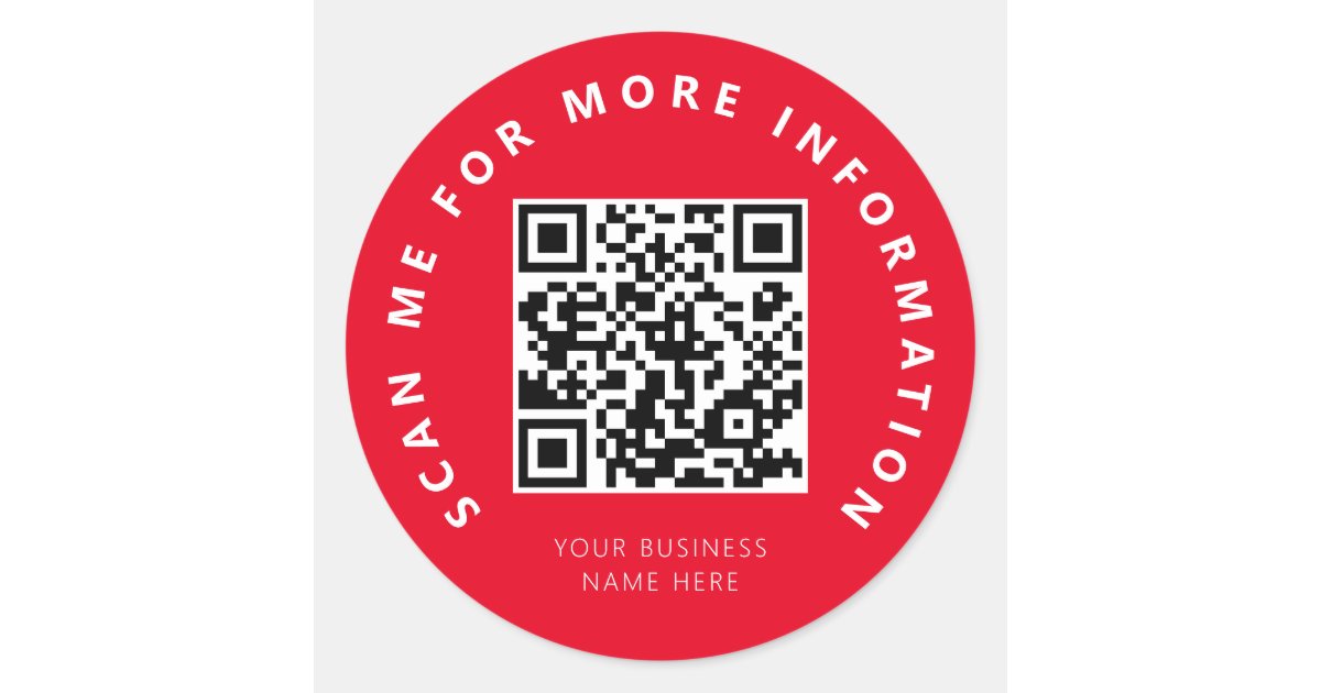 Scan Me Red QR Code Scannable Classic Round Sticker | Zazzle