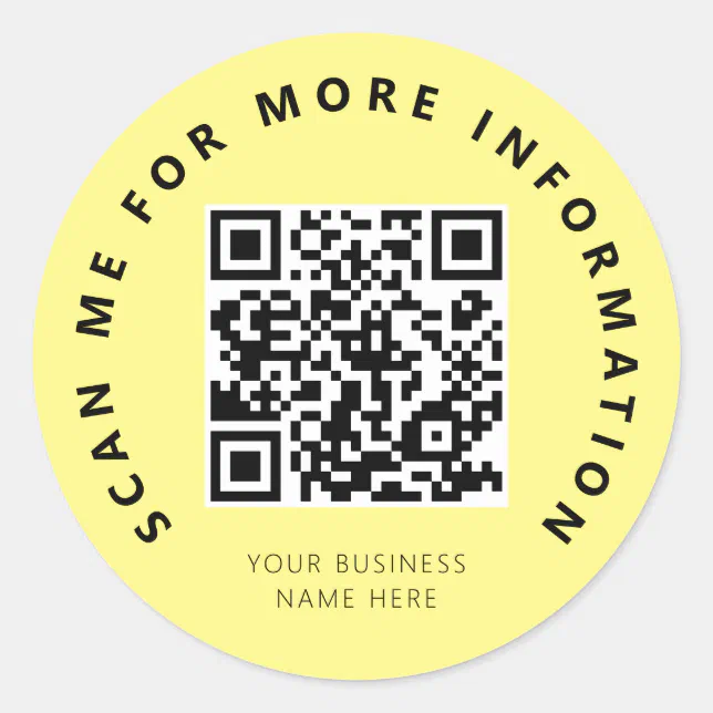 Scan Me Yellow QR Code Scannable Classic Round Sticker | Zazzle