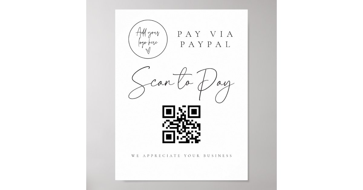 Scan QR Code Sign Wedding Bar Valet Business G400 | Zazzle