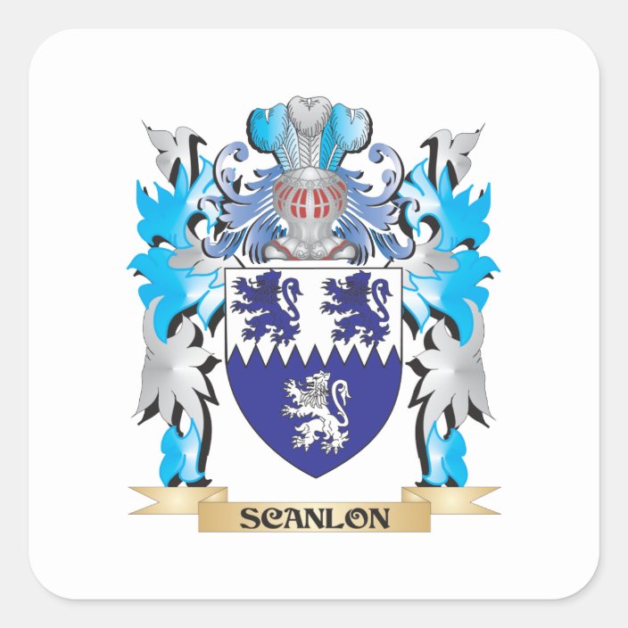 Scanlon Coat of Arms - Family Crest Square Sticker | Zazzle.co.uk