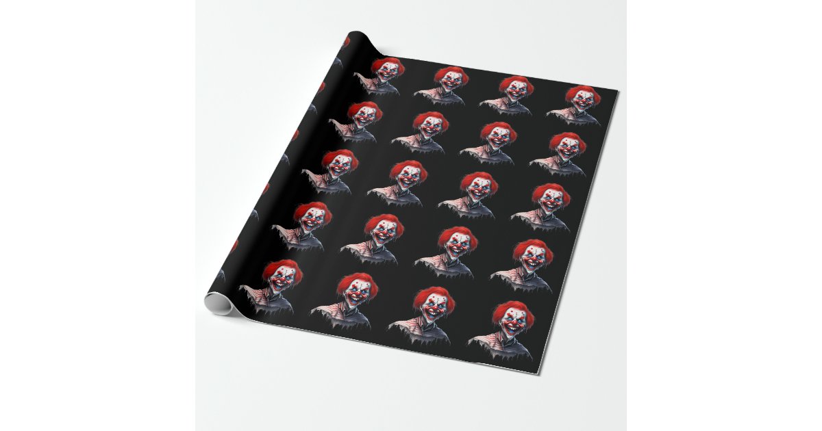 Scary Red Hair Smiling Clown Wrapping Paper | Zazzle