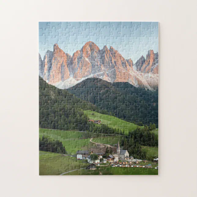 Scenic Alpine Village Dolomite Mountains Travel Jigsaw Puzzle | Zazzle