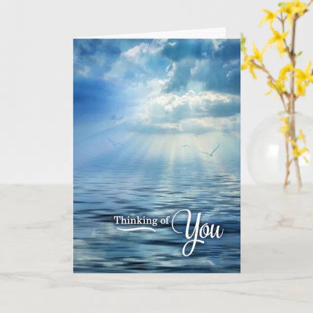 Scenic Ocean View Cloud Reflection Thinking of You Card | Zazzle