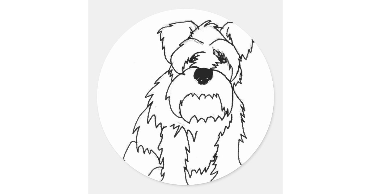 Schnauzer line Art Classic Round Sticker | Zazzle
