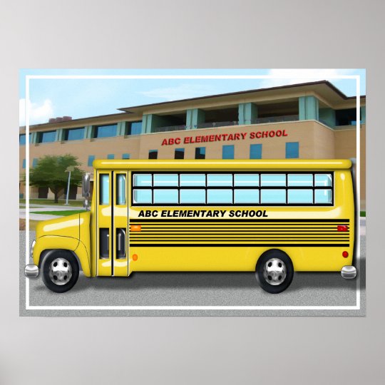 School Bus at School Poster | Zazzle.co.uk