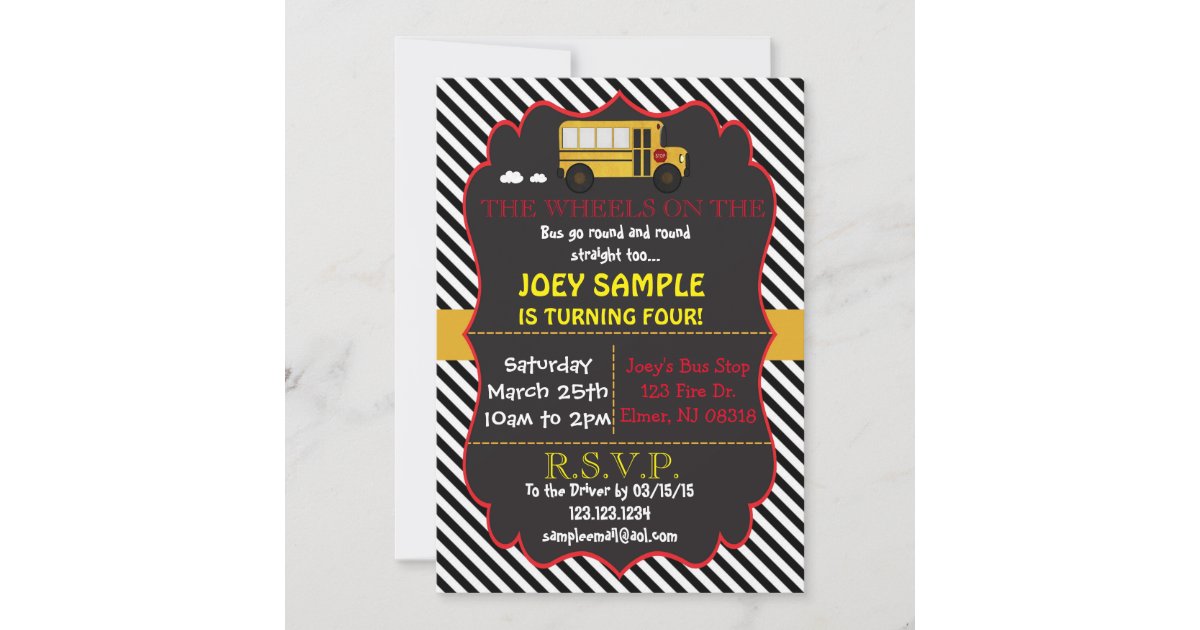 School Bus Birthday Invitation | Zazzle