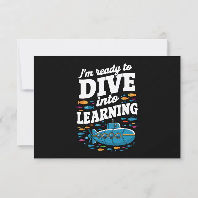 School Submarine Ready To Dive Into Learning Thank You Card | Zazzle