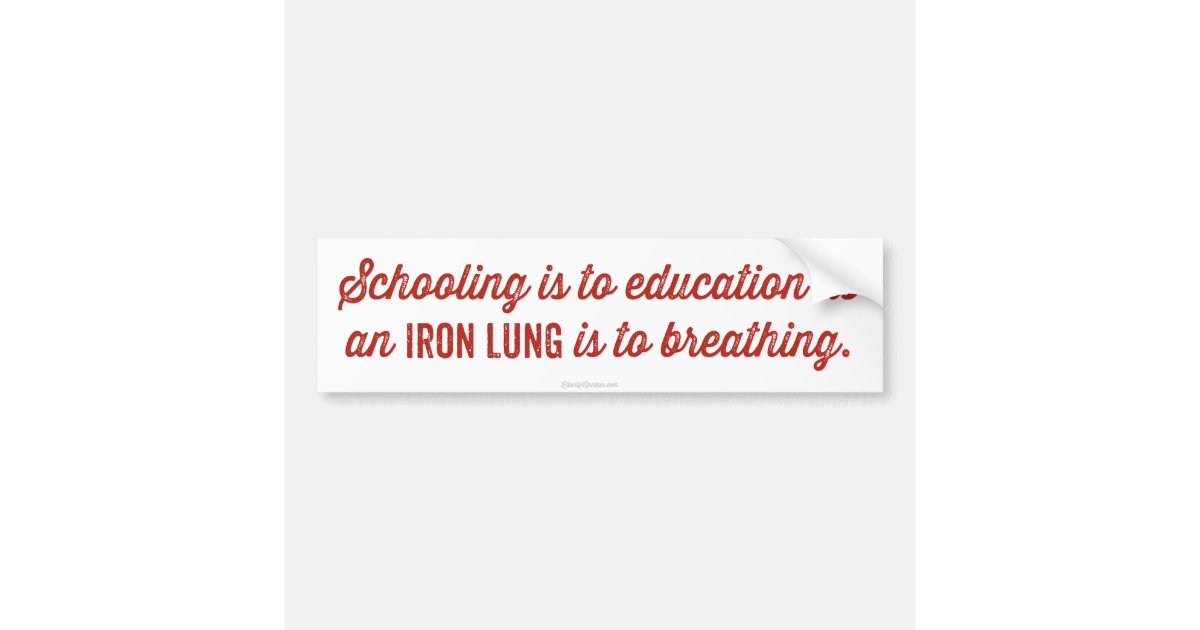 Schooling Is To Education Bumper Sticker | Zazzle