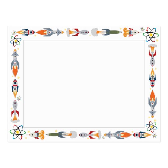 Science border vintage rockets and atom border postcard | Zazzle.co.uk