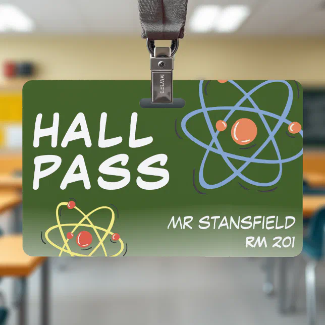 Science Class Teacher School Classroom Hall Pass ID Badge | Zazzle