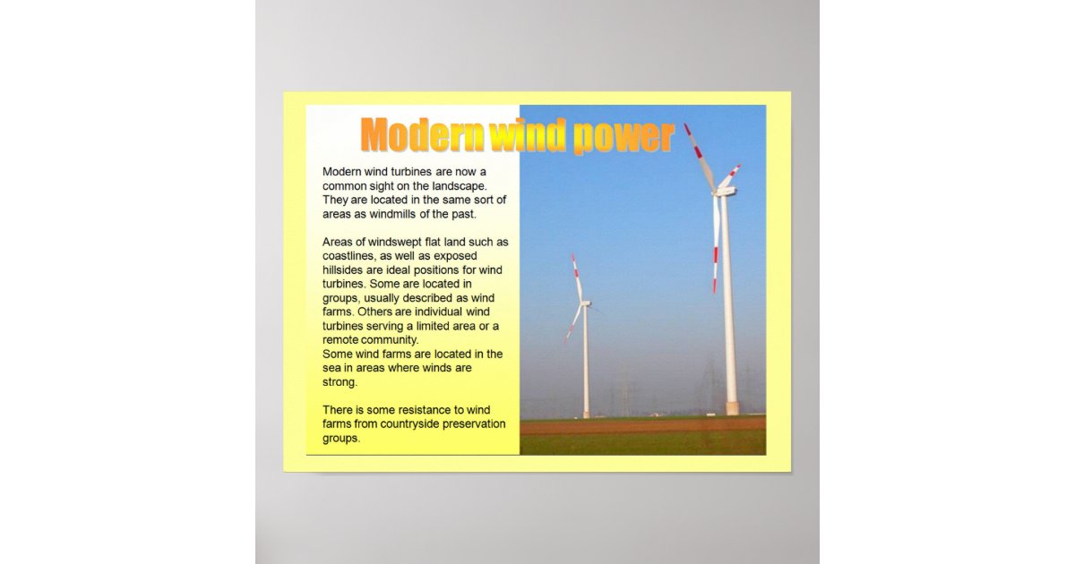 Science, Energy, Electricity, Modern wind power Poster | Zazzle