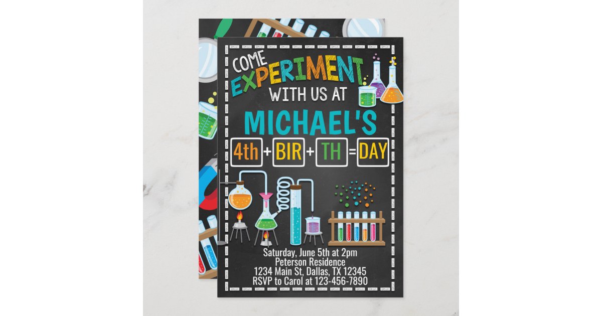 Science Experiment Birthday Party Invitation | Zazzle
