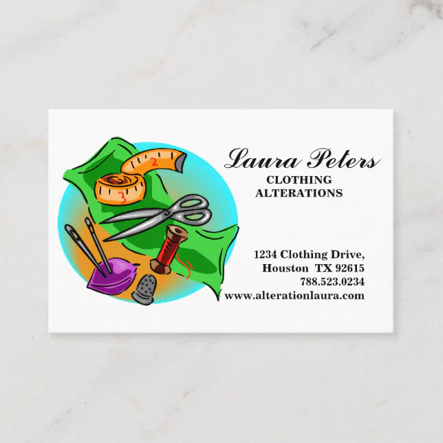 Scissor Tape Measure Thread Clothing Alteration Business Card | Zazzle
