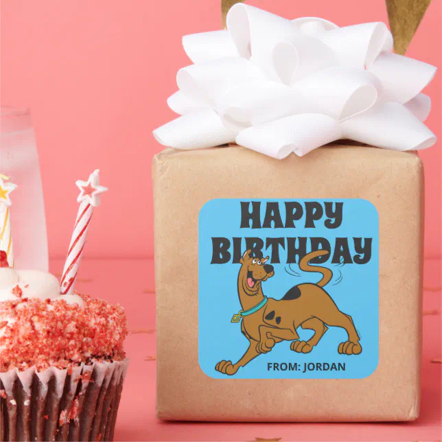 Scooby-Doo Tail Wag | Happy Birthday Square Sticker | Zazzle