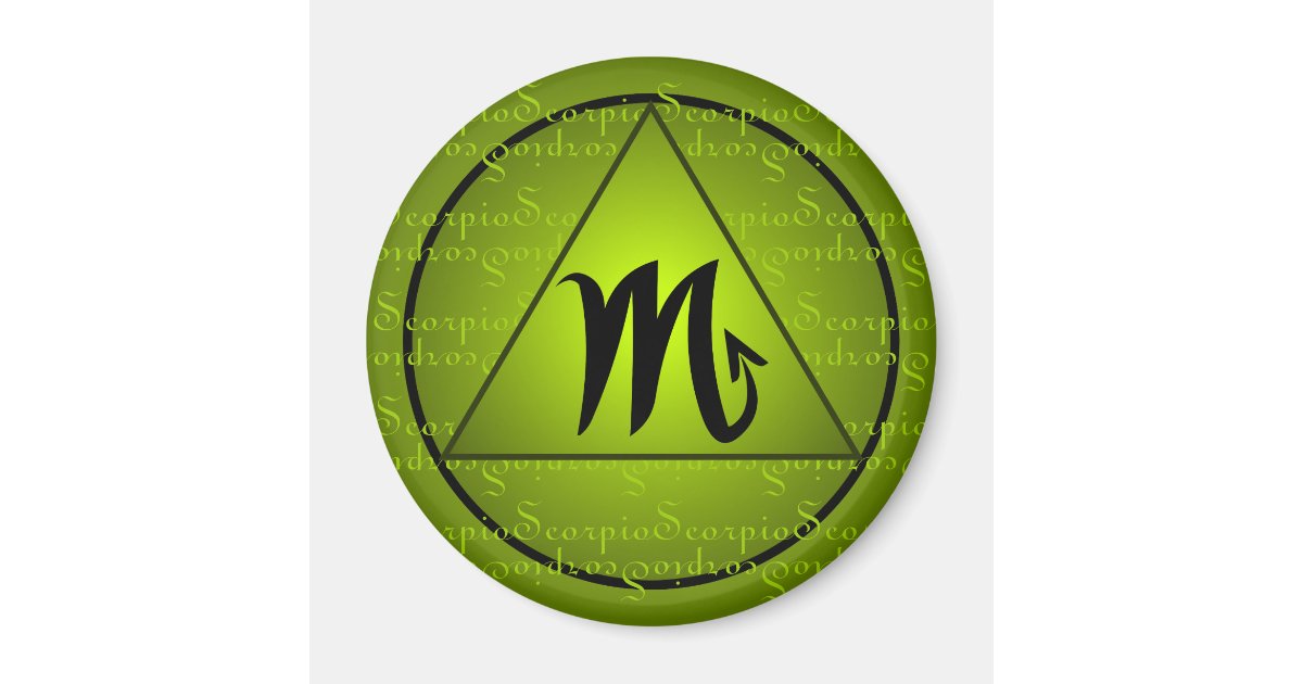 Scorpio Zodiac Sign Green Triangle Curly Script Magnet | Zazzle