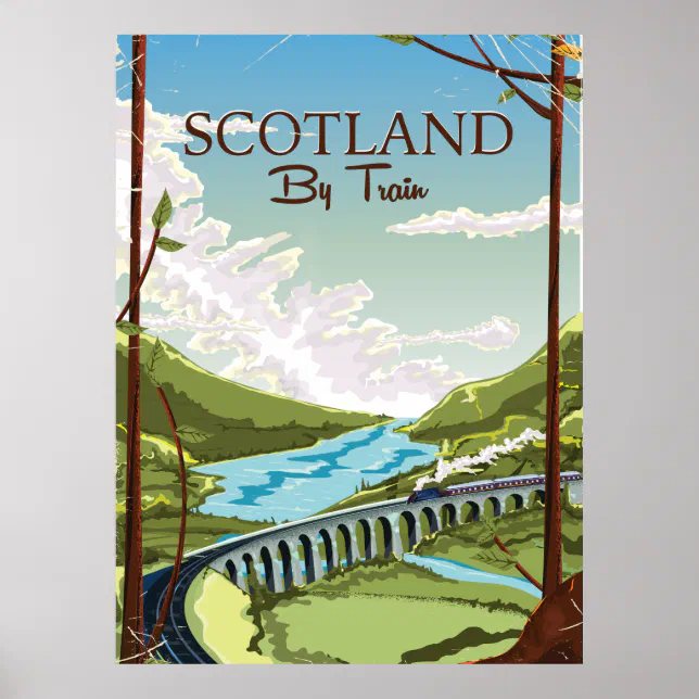 Scotland By train locomotive Travel poster | Zazzle