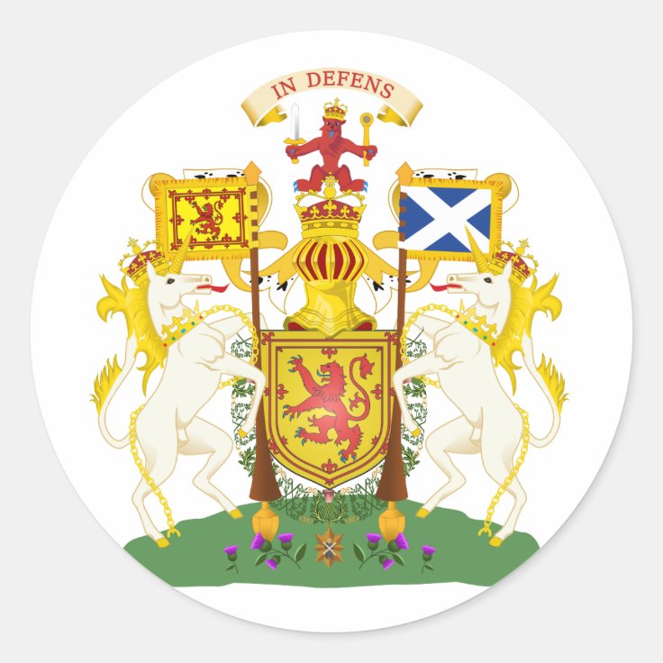 Scotland Official Coat Of Arms Heraldry Symbol Classic Round Sticker ...