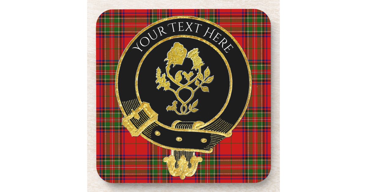 Scottish Clan Crest Rose Thistle Coaster | Zazzle