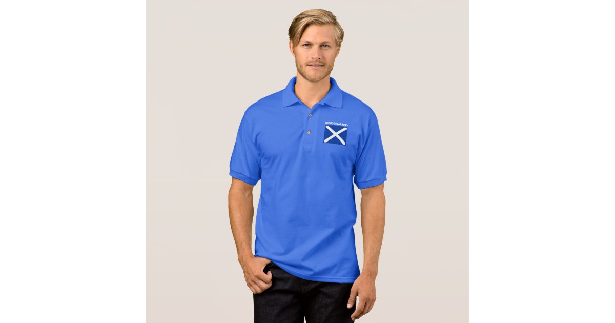 Scottish Saltire Flag of Scotland Polo Shirt | Zazzle.co.uk
