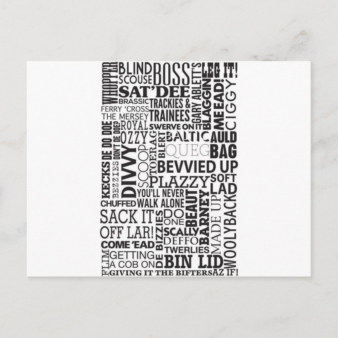 Scouse Words & Phrases Postcard | Zazzle