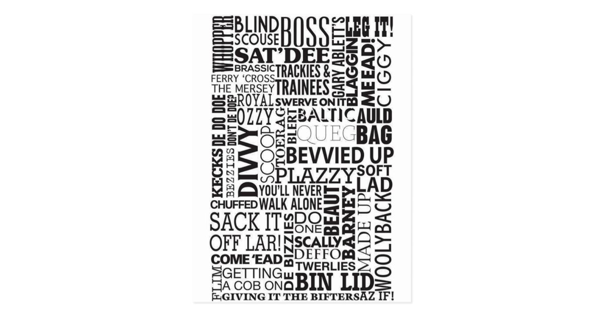 Scouse Words & Phrases Postcard | Zazzle.co.uk
