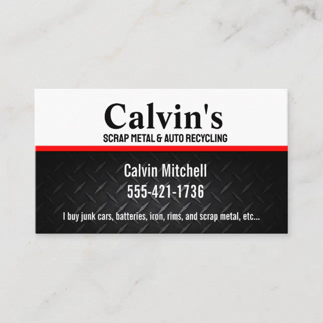 Scrap metal and auto recycling business card | Zazzle
