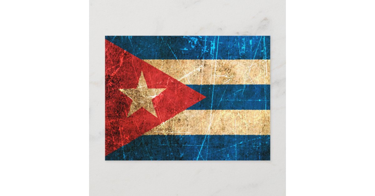 Scratched and Worn Vintage Cuban Flag Postcard | Zazzle