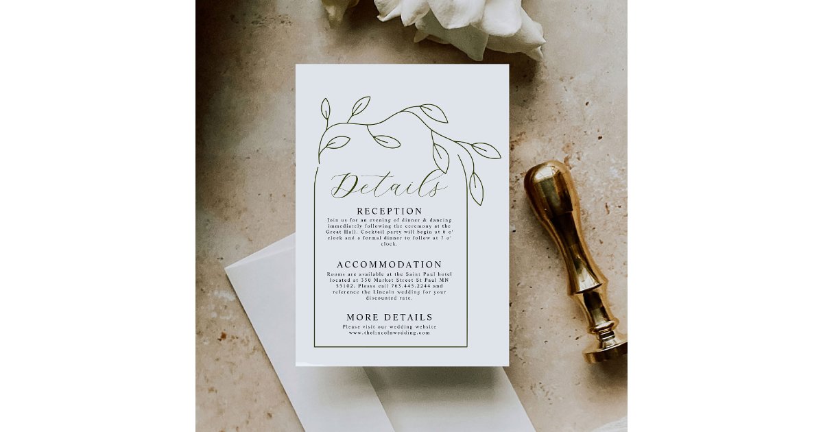 Script Arch Minimal Wedding Details Enclosure Card | Zazzle
