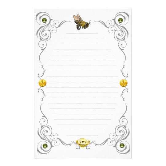 Scroll Honey Bee Lined Stationery | Zazzle.co.uk