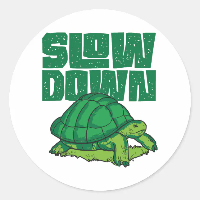 Sea Turtle Tortoise Slow Down Classic Round Sticker | Zazzle
