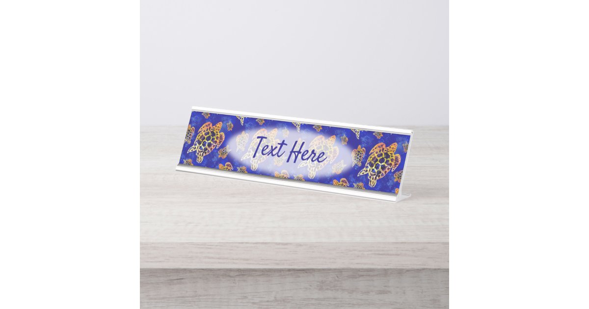 Sea Turtles Batik African Art Desk Name Plate | Zazzle