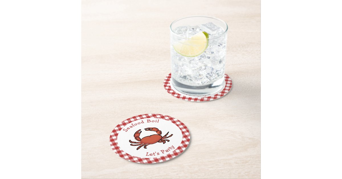 Seafood Boil Party Round Paper Coaster | Zazzle