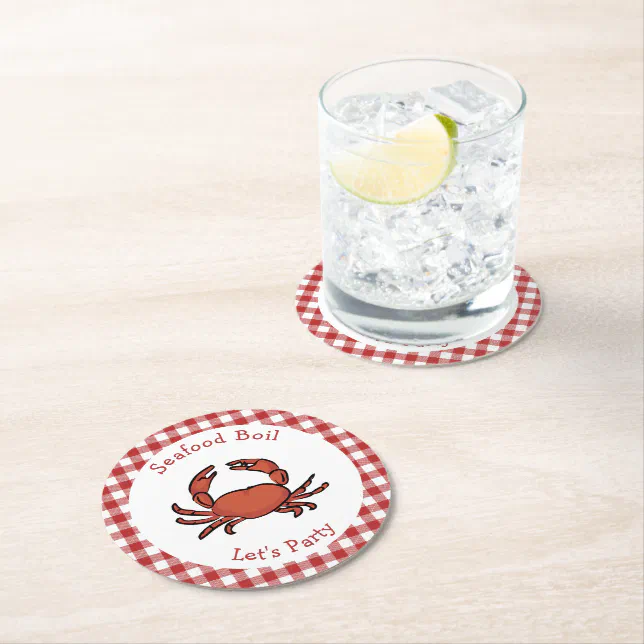 Seafood Boil Party Round Paper Coaster | Zazzle