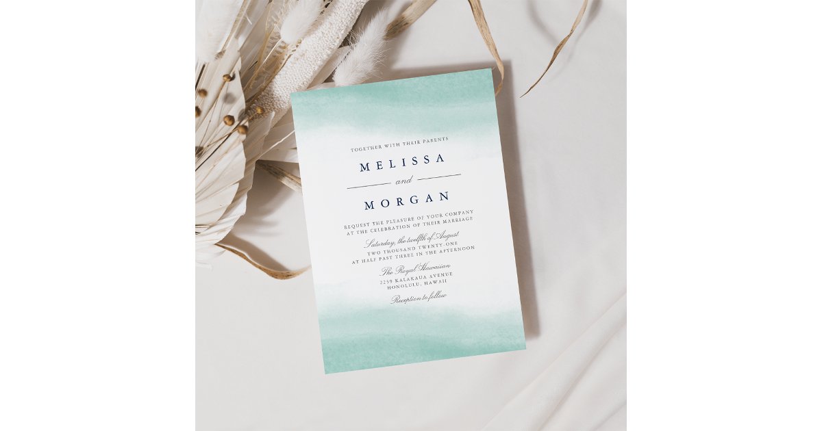 Seaglass Tides | Abstract Watercolor Wedding Invitation | Zazzle