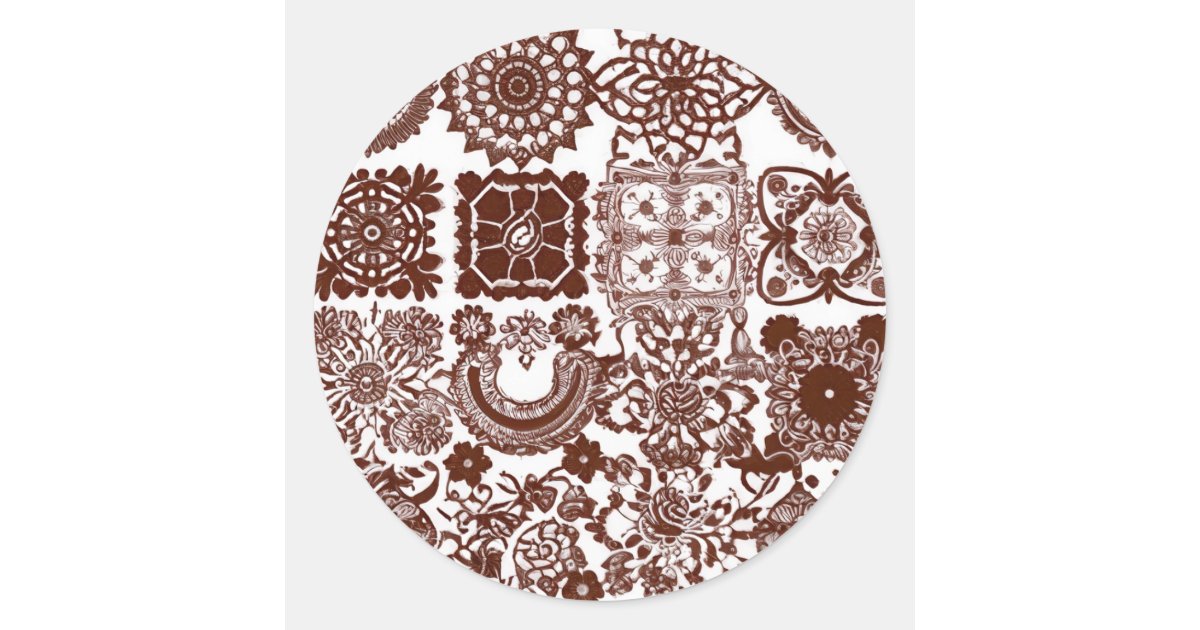 Seamless Henna Mehndi Design Classic Round Sticker | Zazzle