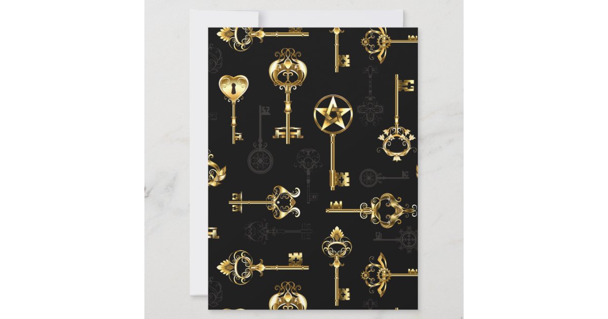 Seamless Pattern with Golden Keys Invitation | Zazzle