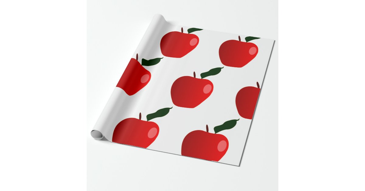 Seamless Red Apple Background Wrapping Paper | Zazzle